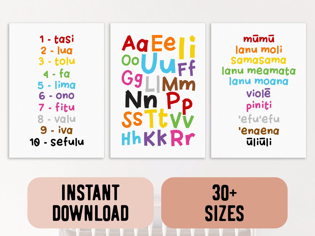 Samoa Language Rainbow Alphabet, Numbers and Colours (set of 3) Digital ...