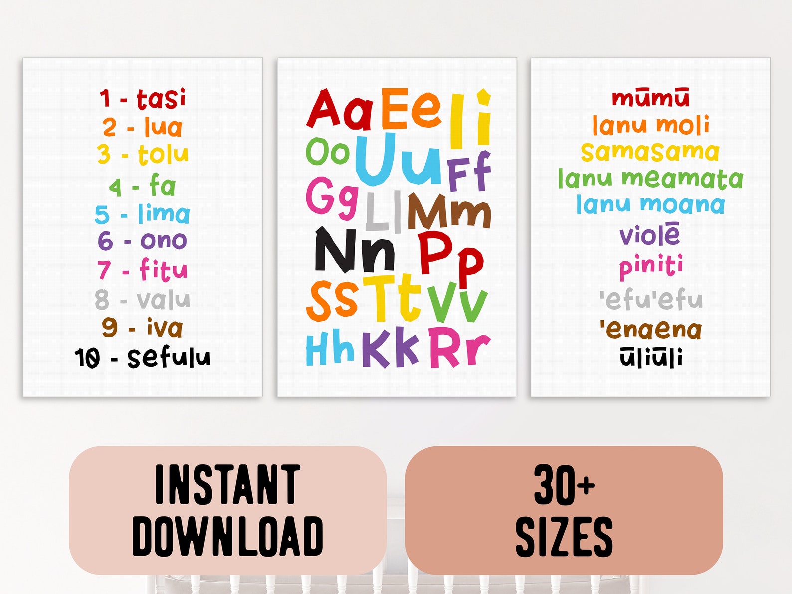 Samoa Language Rainbow Alphabet Numbers and Colours set of - Etsy