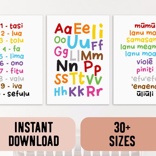 Samoa Language Rainbow Alphabet Numbers and Colours set of - Etsy