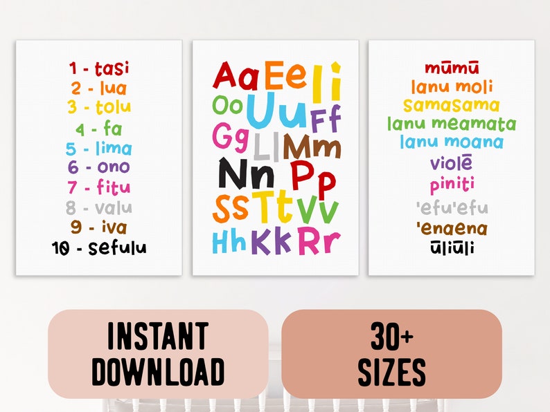 Samoa Language Rainbow Alphabet Numbers and Colours set of - Etsy