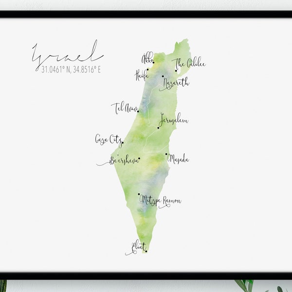 Large Wall Map of Israel - Etsy