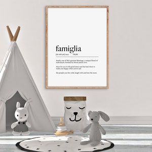 Italian Famiglia (family) Definition Digital Print / Italian Print ...