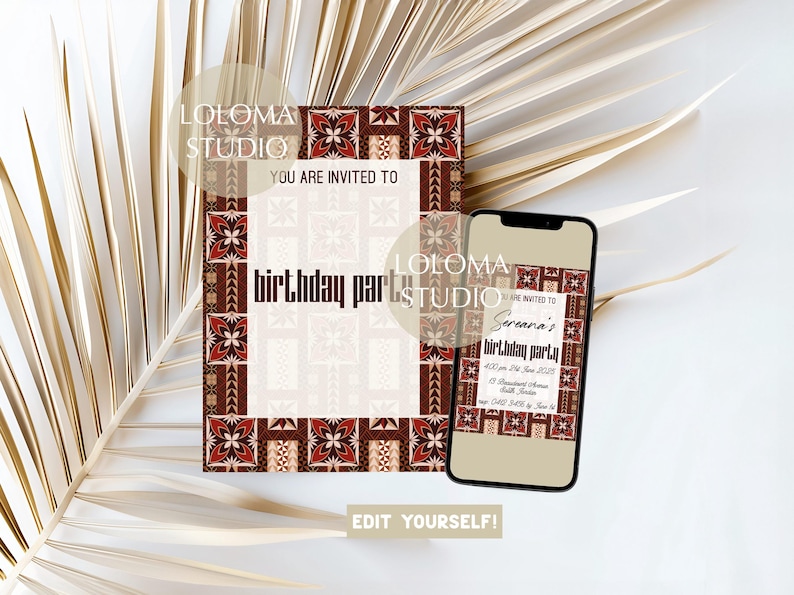 Samoan Birthday Invitation Blank Printable - Tau Pattern - Beginner ...