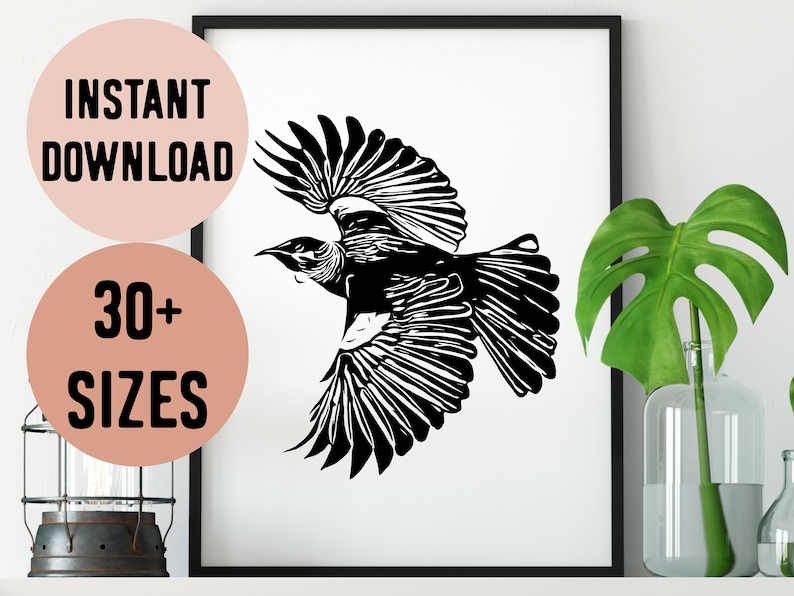 Digital New Zealand Tui Bird Print - Etsy