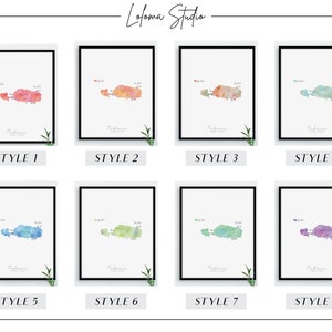 Rotuma Map Portrait / Labelled Watercolour / Digital or Printed Wall ...