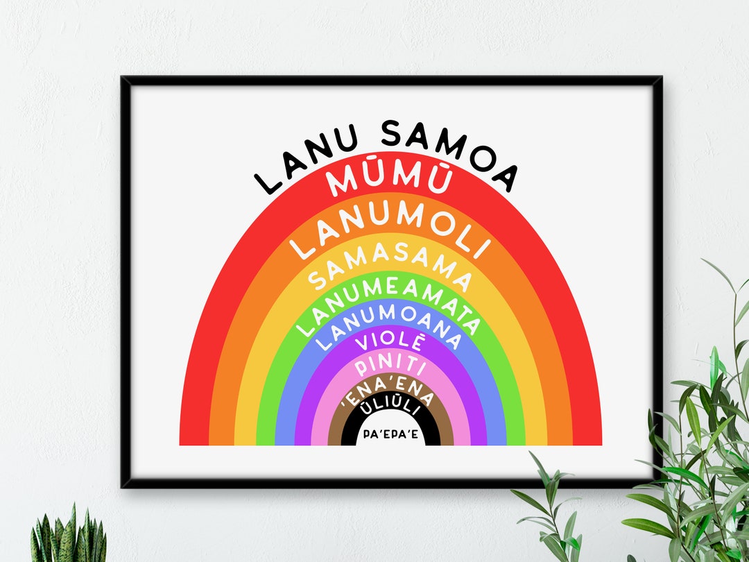 Samoa Language Rainbow Colours Digital Print - Lanu Samoa - Nursery ...