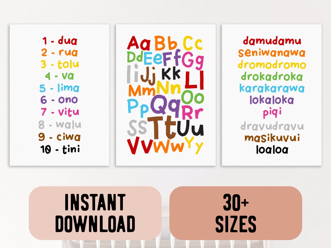 Digital Fiji Language Rainbow Alphabet, Numbers and Colours (set of 3 ...