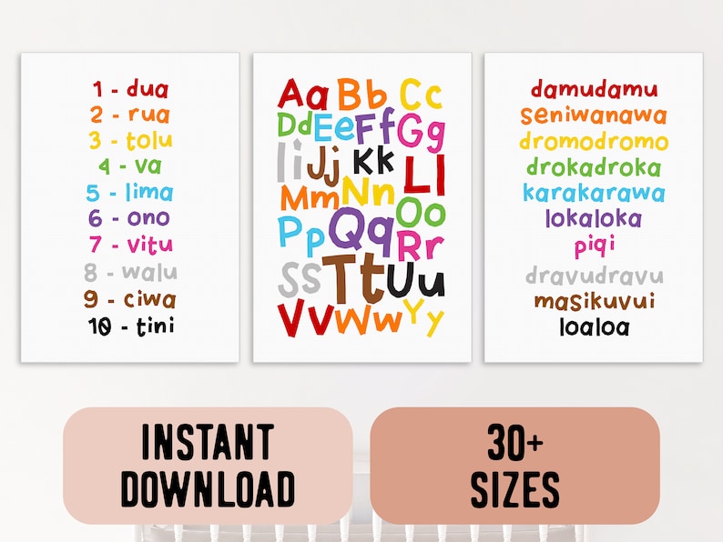 Digital Fiji Language Rainbow Alphabet Numbers and Colours | Etsy