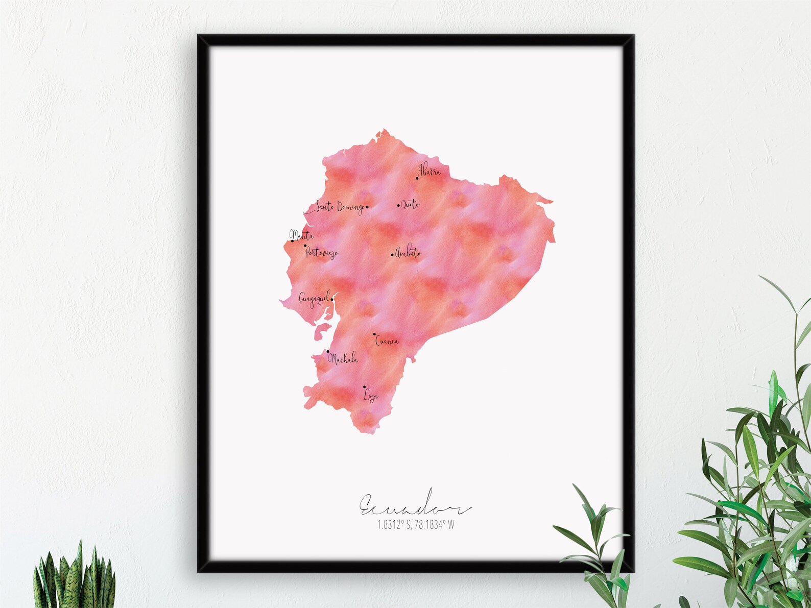 Ecuador Map Portrait / Labelled Watercolour / Digital or - Etsy