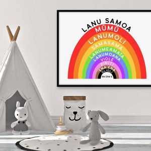 Samoa Language Rainbow Colours Digital Print - Lanu Samoa - Nursery ...