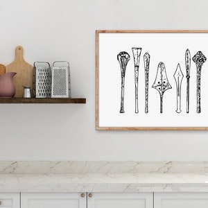 Tongan War Clubs Monochrome Print | Traditional Weapons, Tongan Culture ...