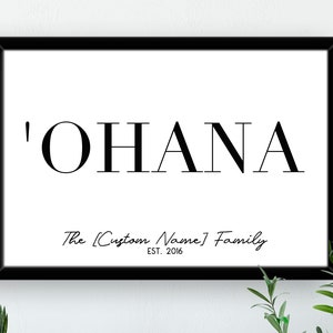 Hawaii Custom Ohana (family) Name Print // 'ohana Quote Custom Wall Art ...