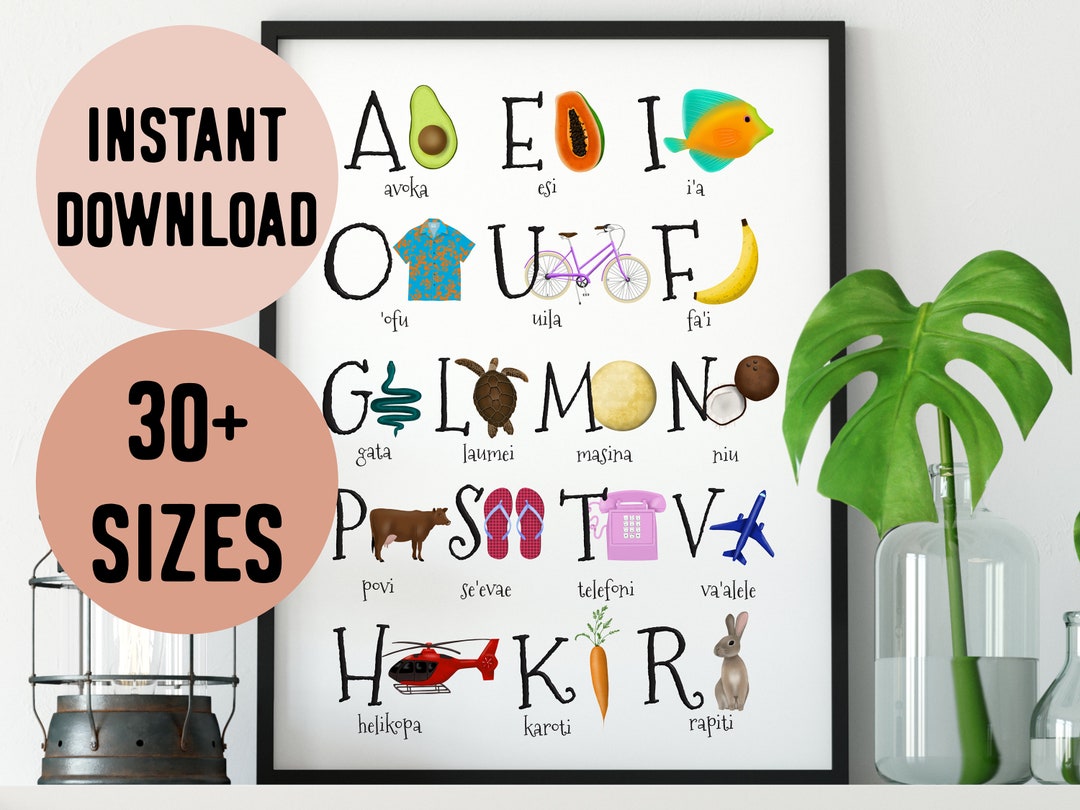 Samoa Illustrated Language Alphabet Digital Print - Etsy