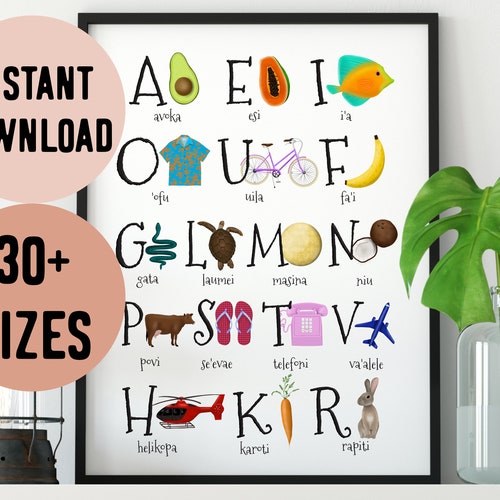 Samoa Illustrated Language Alphabet Digital Print - Etsy