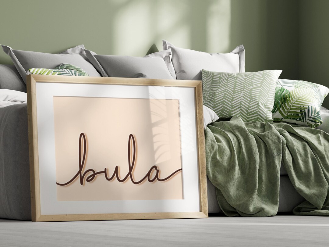 Fiji Brown 'bula' Script Wall Art - Minimalist Word Art in Earth Tones ...