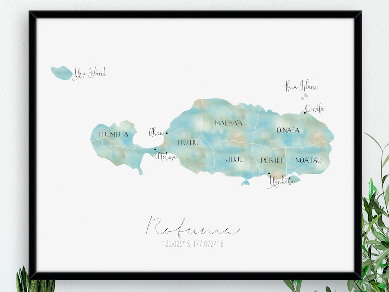 Rotuma Map Districts / Labeled Watercolor / Digital or Printed - Etsy ...
