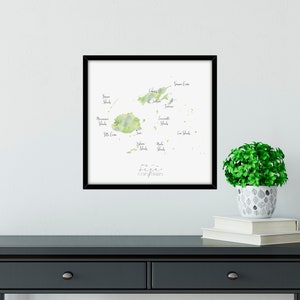 Fiji Labelled Watercolour Map, Honeymoon Gift, Gift for Her, Map of ...