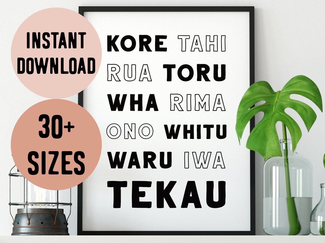 Digital Te Reo Maori Number Words (0-10) New Zealand Print - Etsy