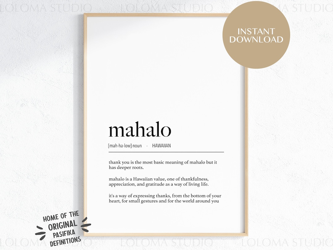 Hawaii Mahalo (thank You/gratitude) Definition Digital Print / Hawaiian ...