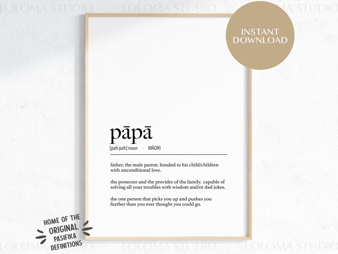 New Zealand Maori Pāpā (father) Definition Digital Print / Fathers Day ...