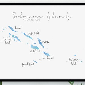 Solomon Islands Map / Labelled Watercolour / Digital or Printed Wall ...