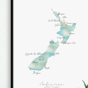 Aotearoa Map Portrait / Maori Place Names / Labelled Watercolour ...