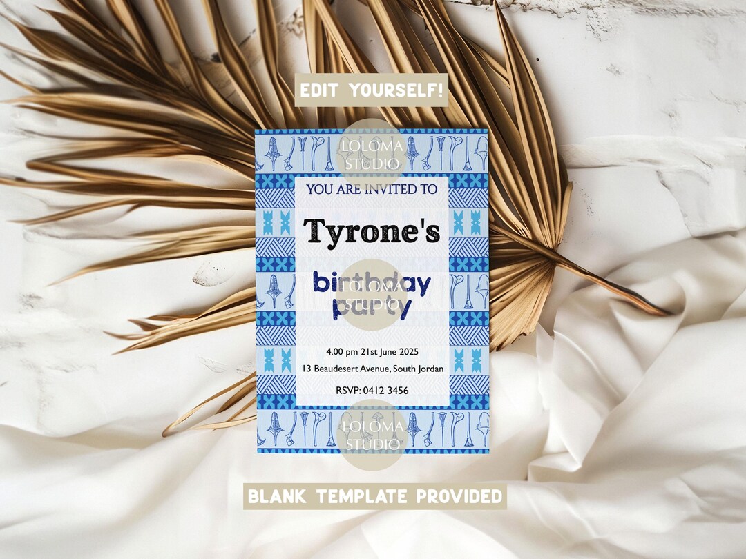 Fijian Birthday Invitation Blank Printable - Akuila Pattern - Beginner ...