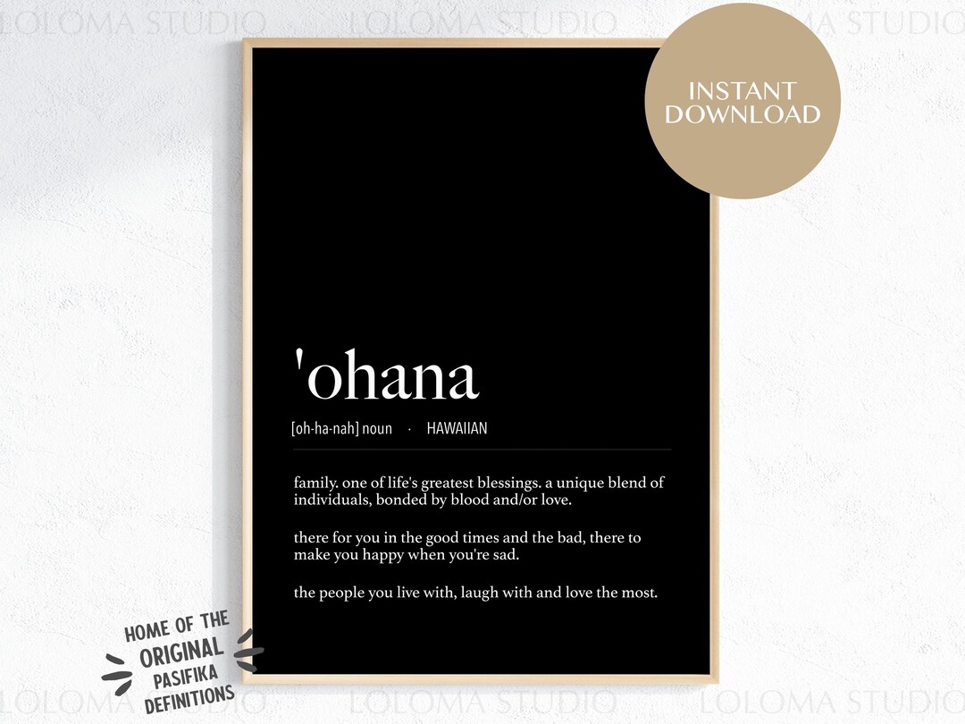 Hawaii 'ohana (family) Definition Digital Print / Ohana Means Family ...