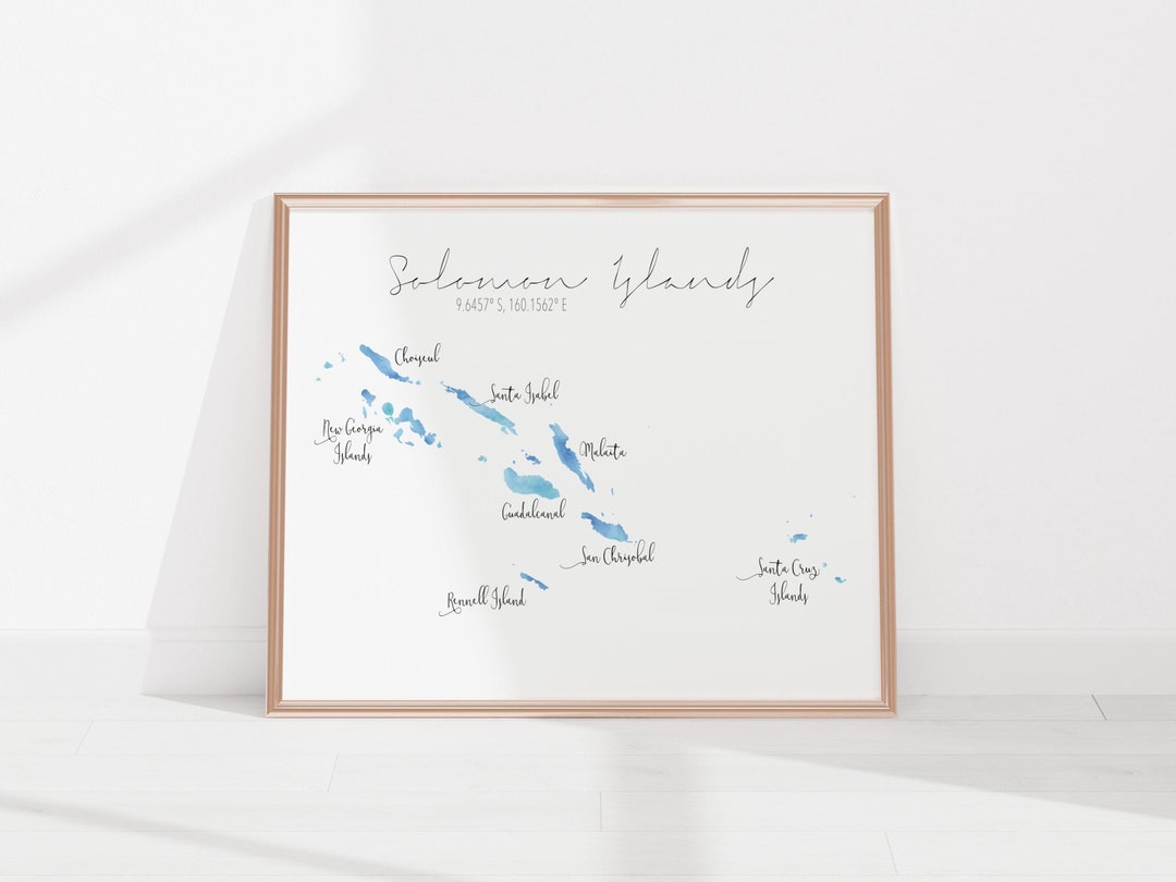 Solomon Islands Map / Labelled Watercolour / Digital or Printed Wall ...