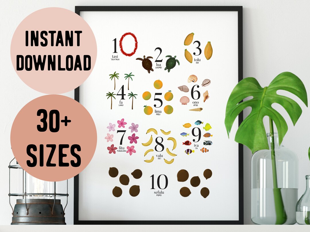 Samoa Illustrated Language Numbers (1-10) Digital Print - Etsy Australia