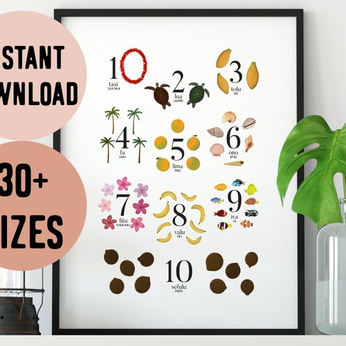 Samoa Illustrated Language Numbers 1-10 Digital Print - Etsy Australia