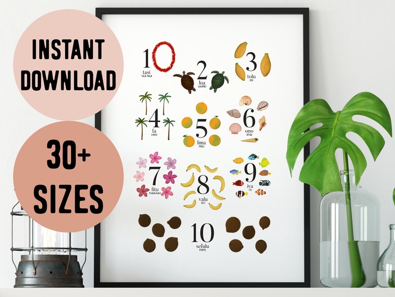 Samoa Illustrated Language Numbers (1-10) Digital Print - Etsy