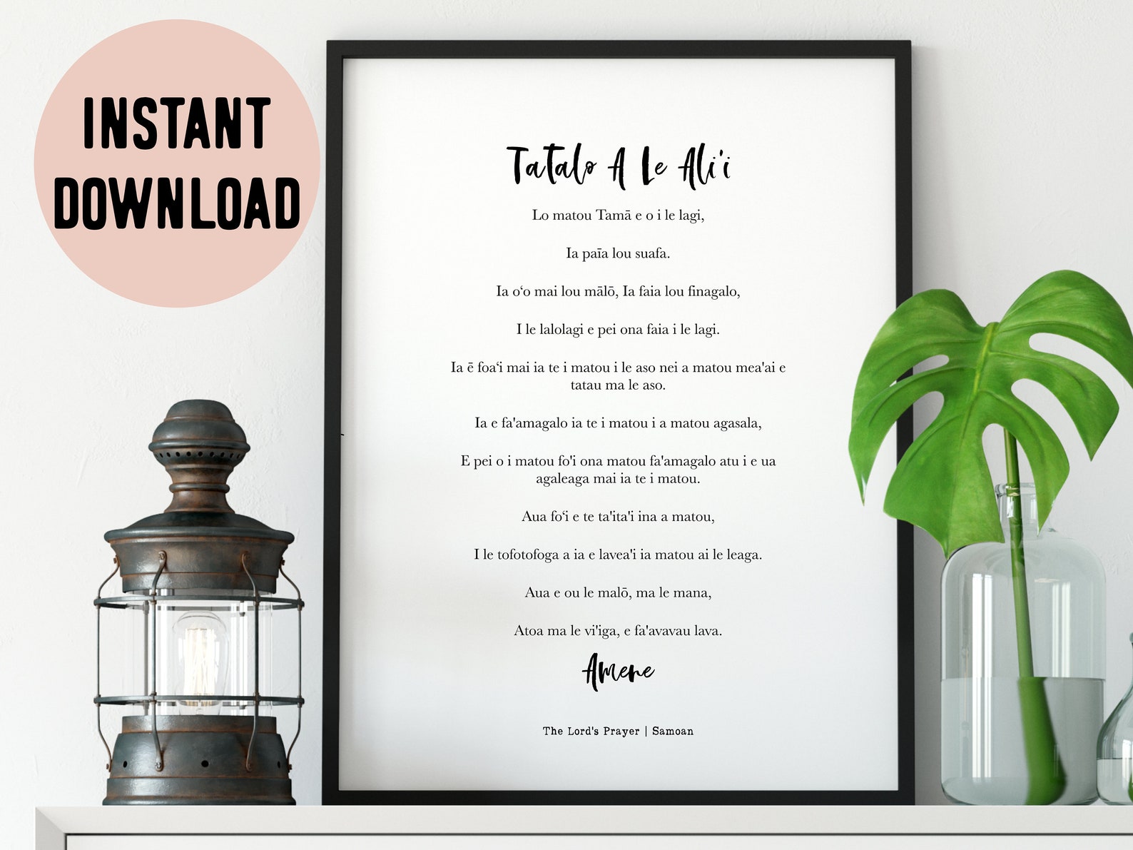 Samoa the Lord's Prayer Matthew 6:9-13 Monochrome Digital Bible Print ...