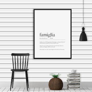 Italian Famiglia (family) Definition Physical Print / Italy Gift Idea ...