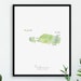 Rotuma Map Portrait / Labelled Watercolour / Digital or Printed Wall ...