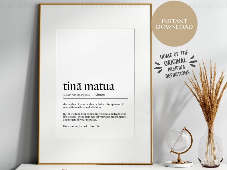 Samoa Tinā Matua (grandmother) Definition Digital Print, Samoan Decor ...