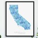 California Map USA Portrait / Labelled Watercolour / Digital or Printed ...