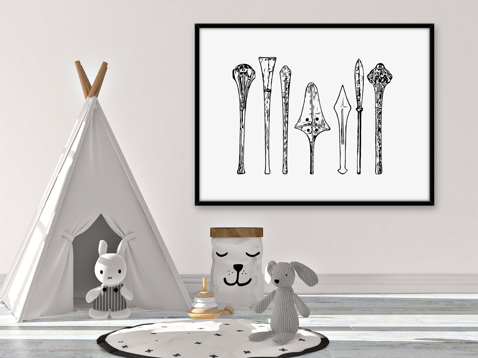 Tongan War Clubs Monochrome Print | Traditional Weapons, Tongan Culture ...