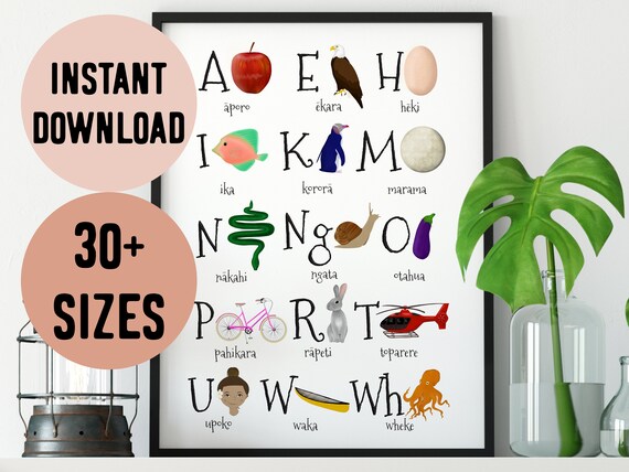 New Zealand Te Reo Maori Illustrated Arapū Alphabet Digital | Etsy