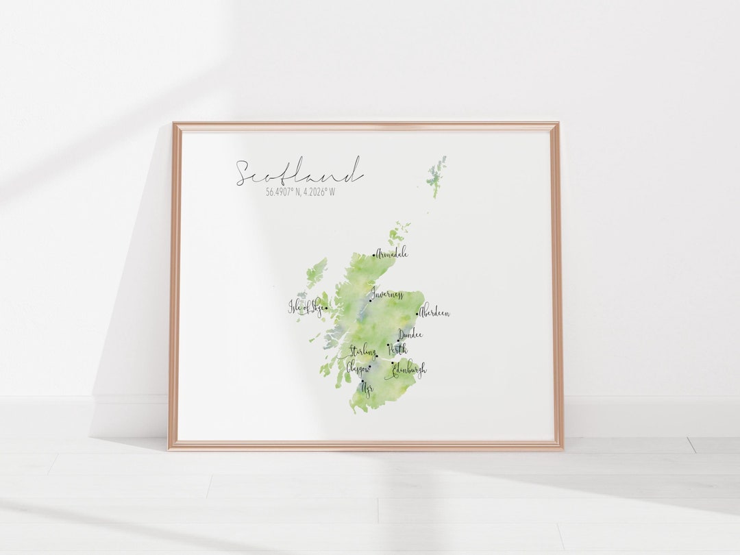 Scotland Map / Labelled Watercolour / Digital or Printed Wall Art ...