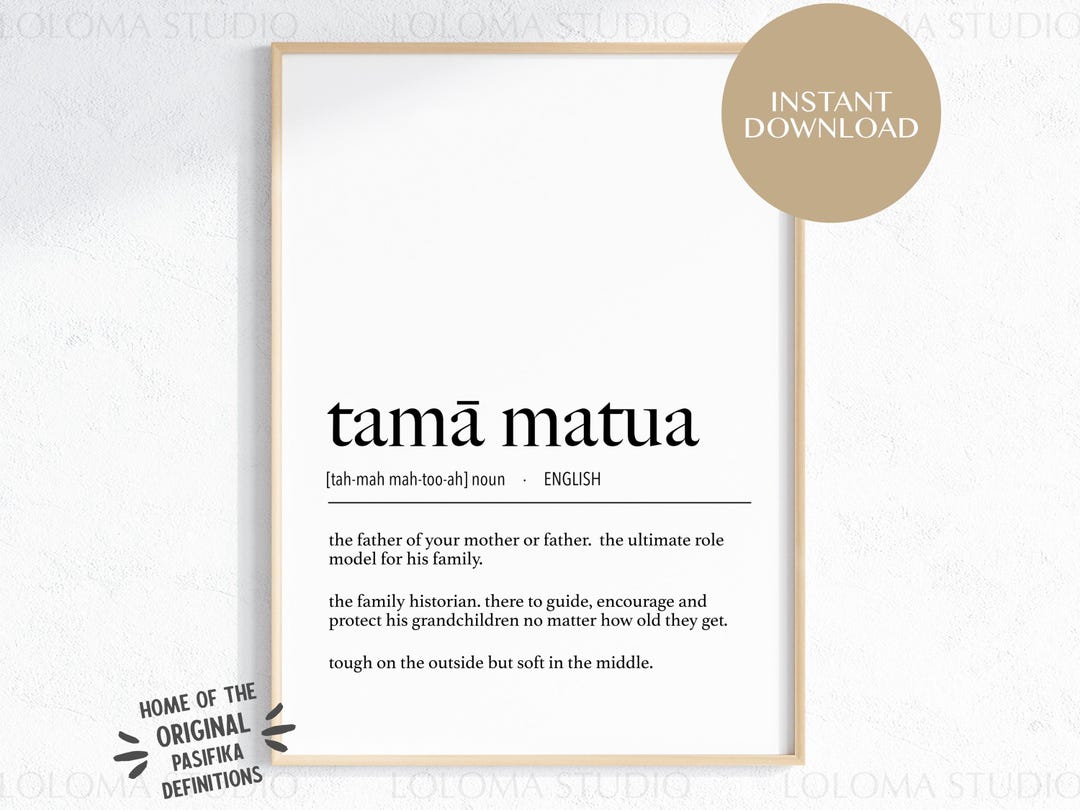 Samoa Tamā Matua grandfather Definition Digital Print, Grandpa ...