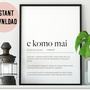 Hawaii E Komo Mai (welcome) Definition Digital Print / Polynesian ...