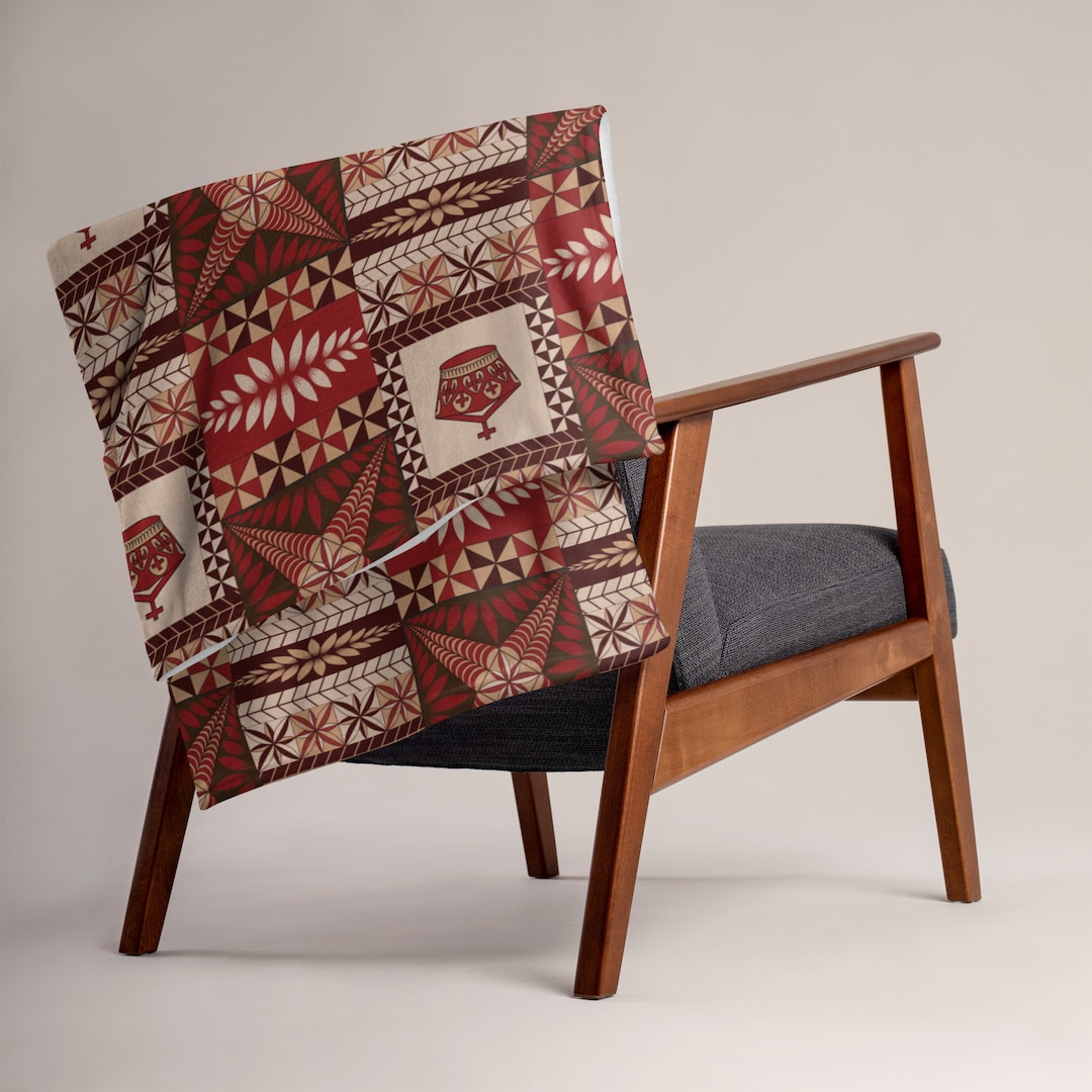 Tongan Brown and Red Fonualei Pattern Throw Blanket - Etsy