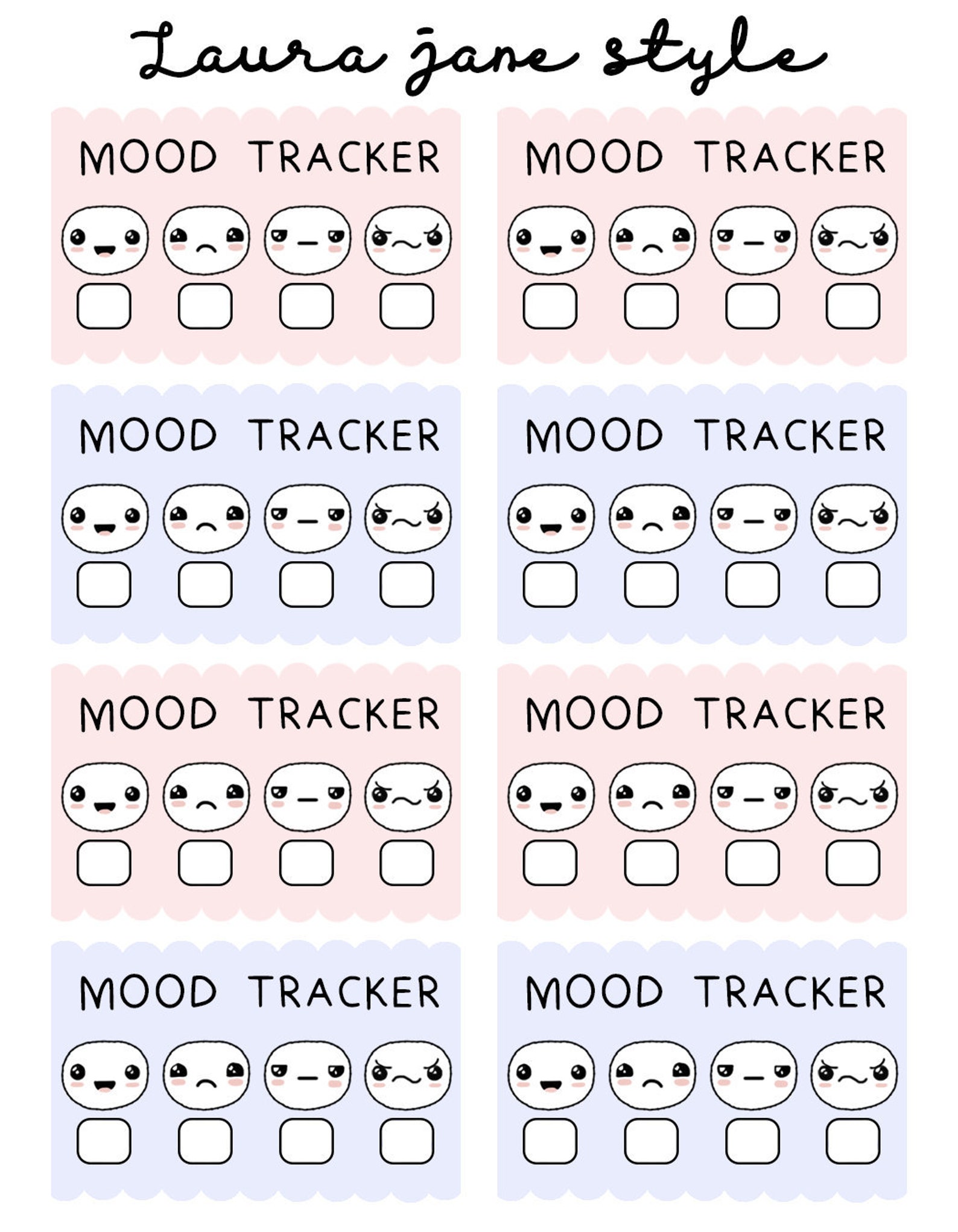 Mood Tracker Planner Stickers Cute Tracker Kawaii Planner - Etsy UK