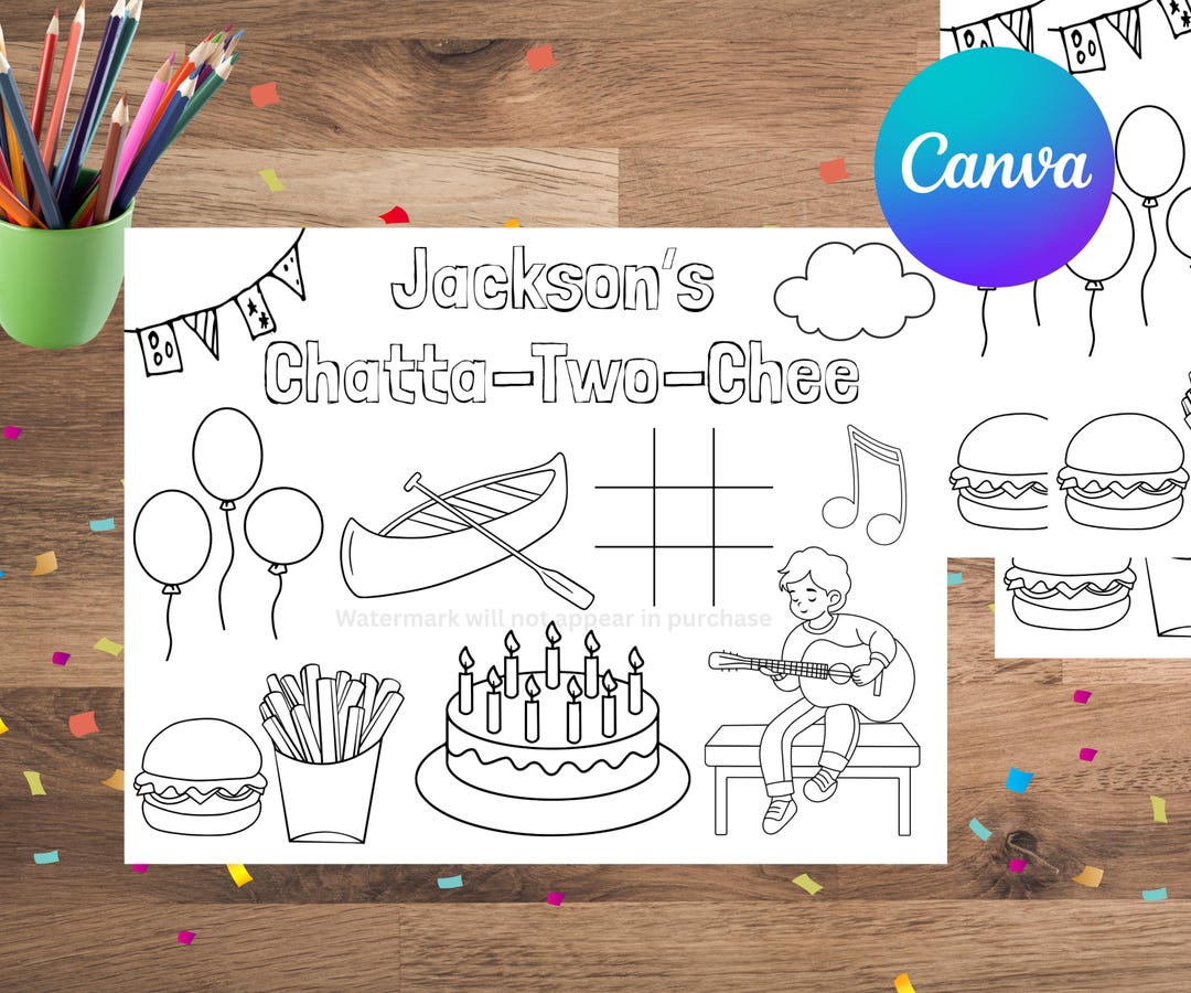Chatta-two-chee Coloring Page Party Printable Activity Sheet Template ...