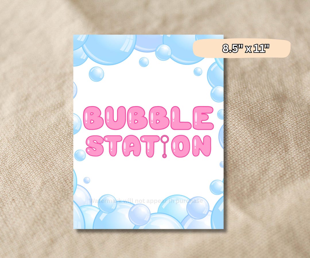 Bubble Birthday Party Signs Bubble Party Display Sign Bubble Party Sign ...