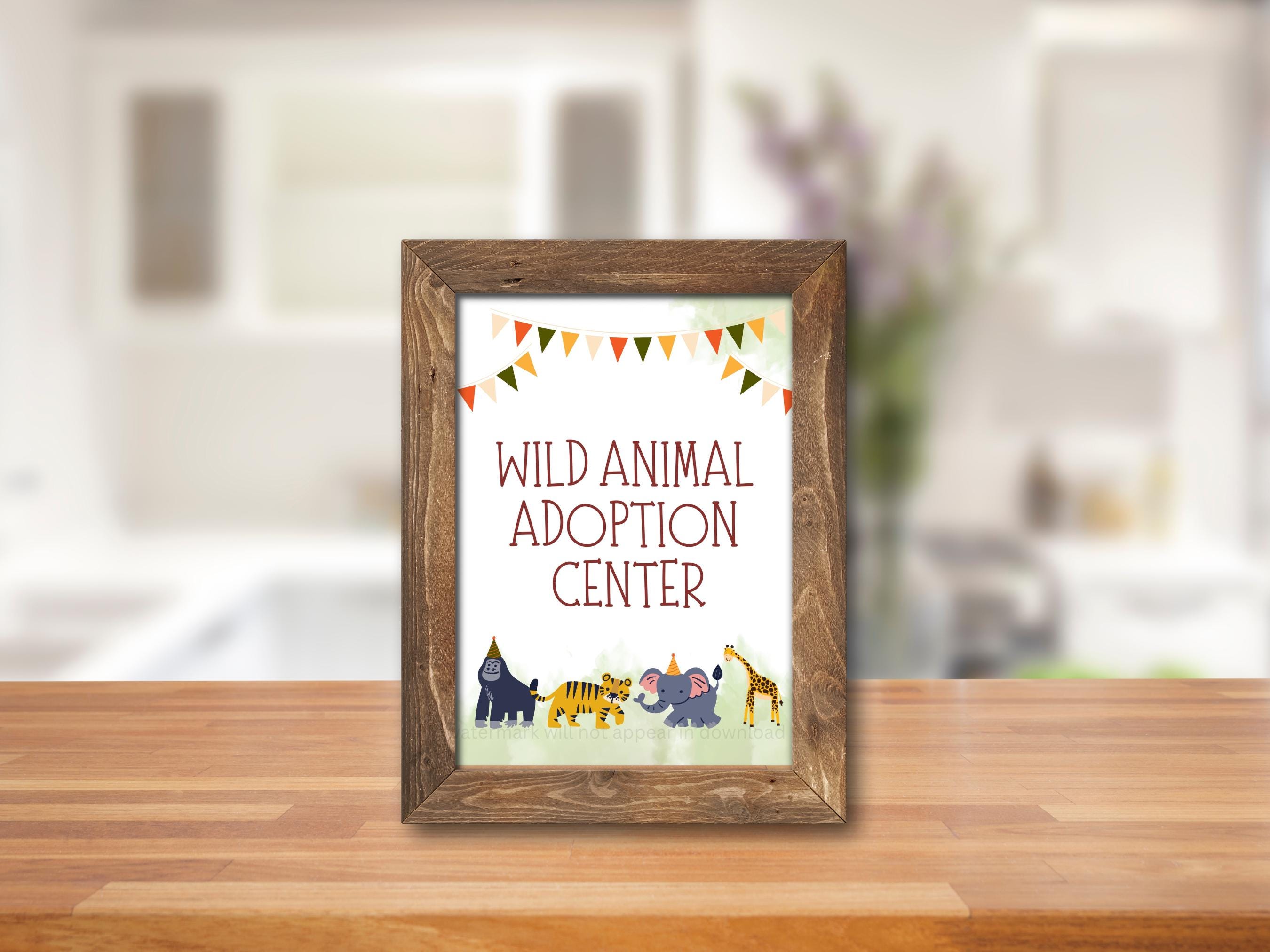 Adopt an Animal Birthday Sign Table Decor Party Animals Birthday Wild ...