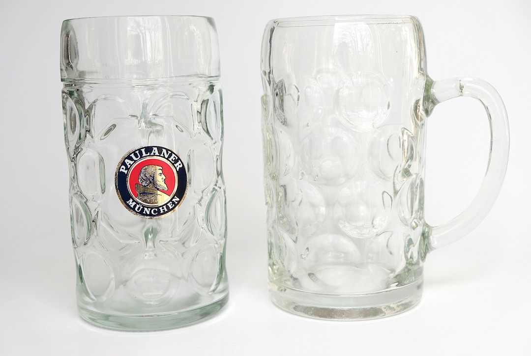 Vintage Paulaner Steiner Bier Maß 1 Liter Krug Glas Set Deutsches Bier ...