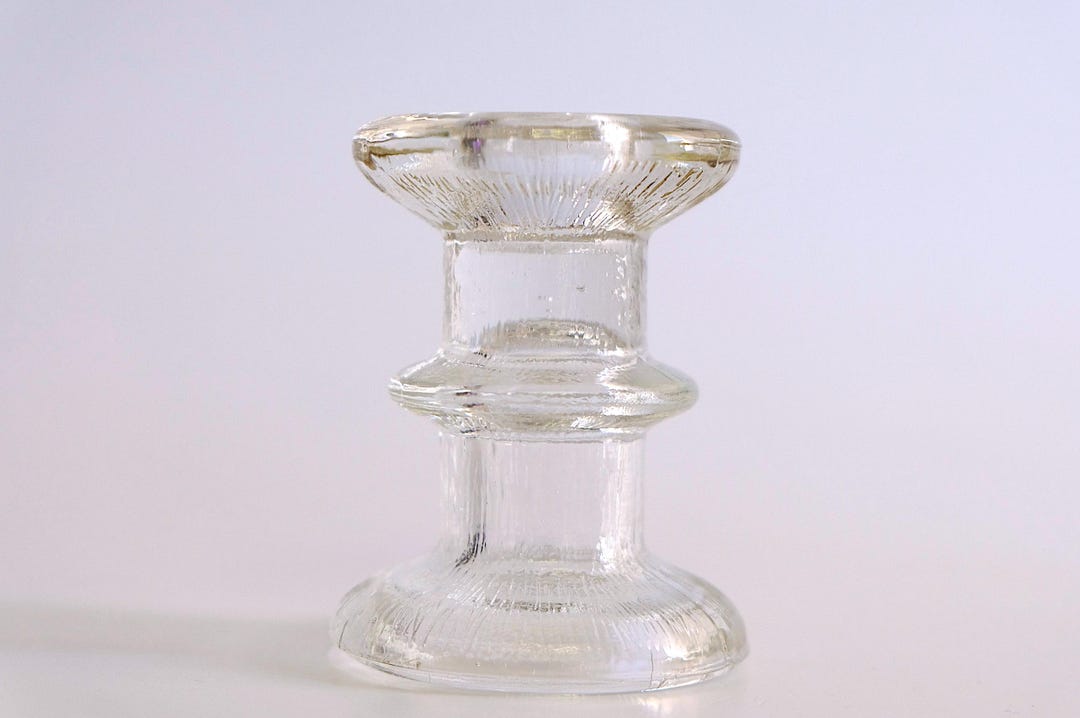 Vintage 70s Ingrid Glass Candlestick Ice Glass Candle Holder Decoration ...