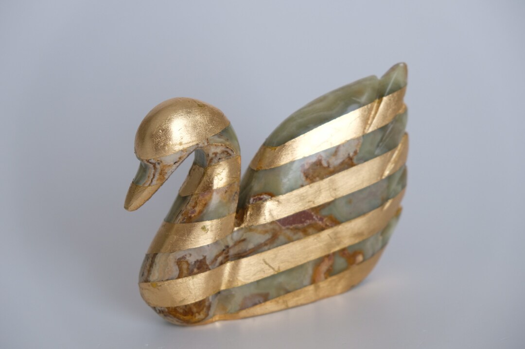 Vintage Marble Swan Figurine, Modernist Art, Statuette Bookshelf Art ...